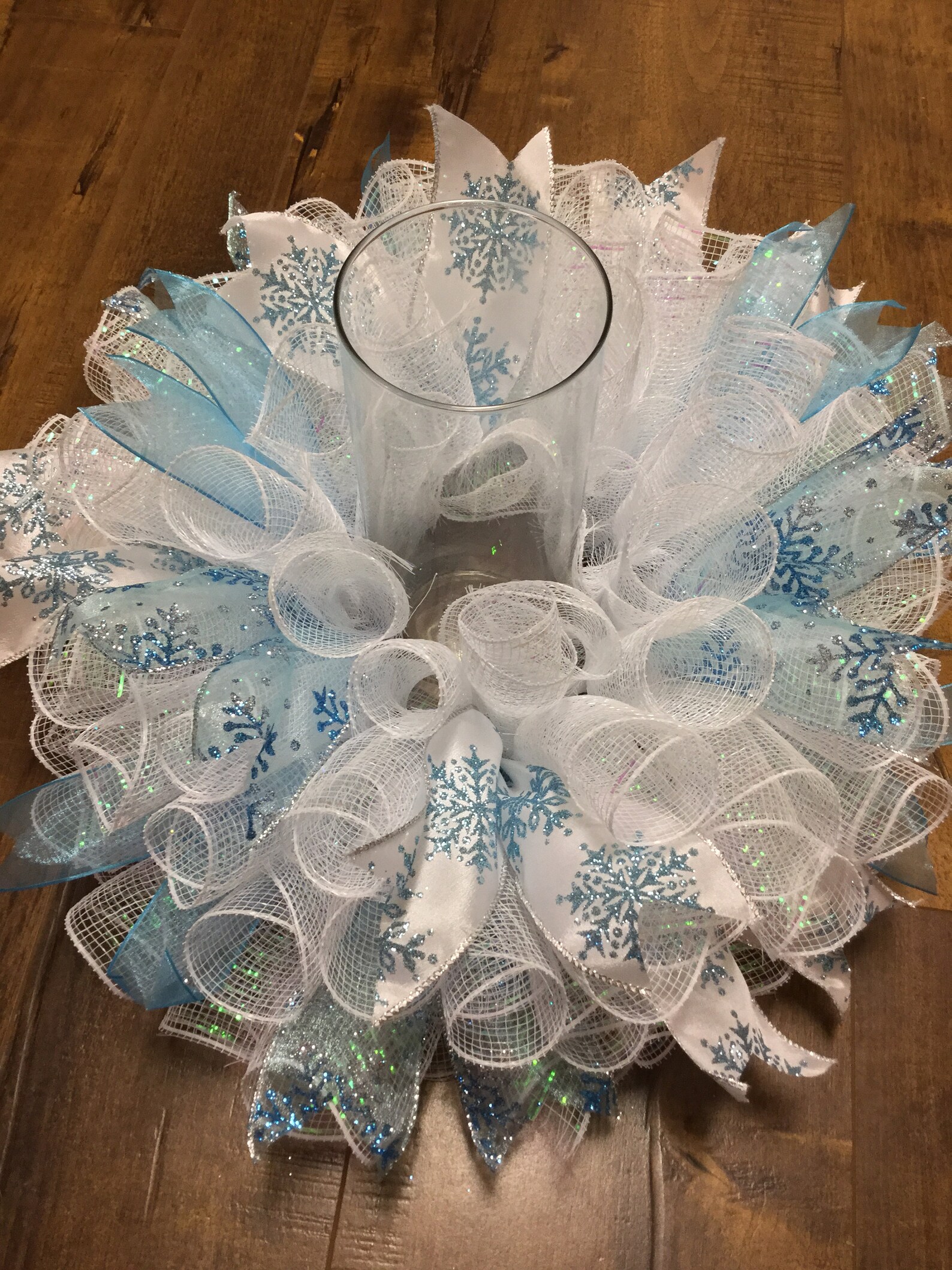 Snowflake Centerpiece Winter Centerpiece Christmas Candle - Etsy