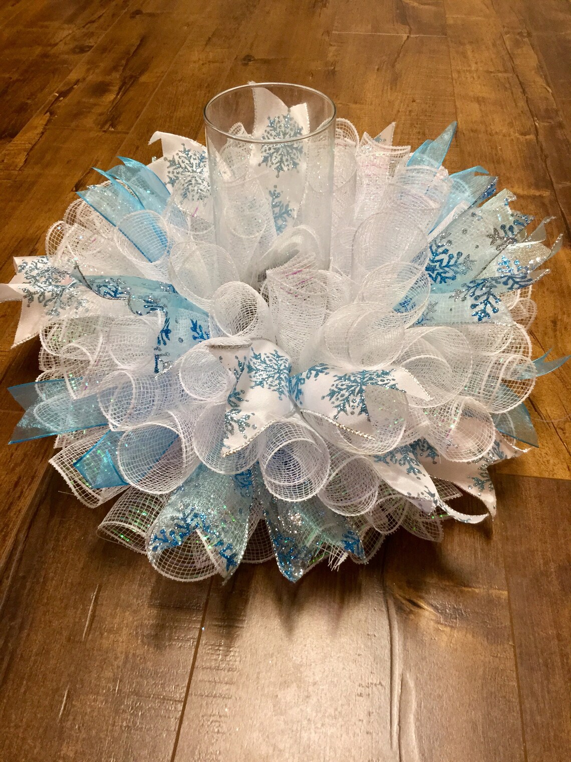 Snowflake Centerpiece Winter Centerpiece Christmas Candle - Etsy