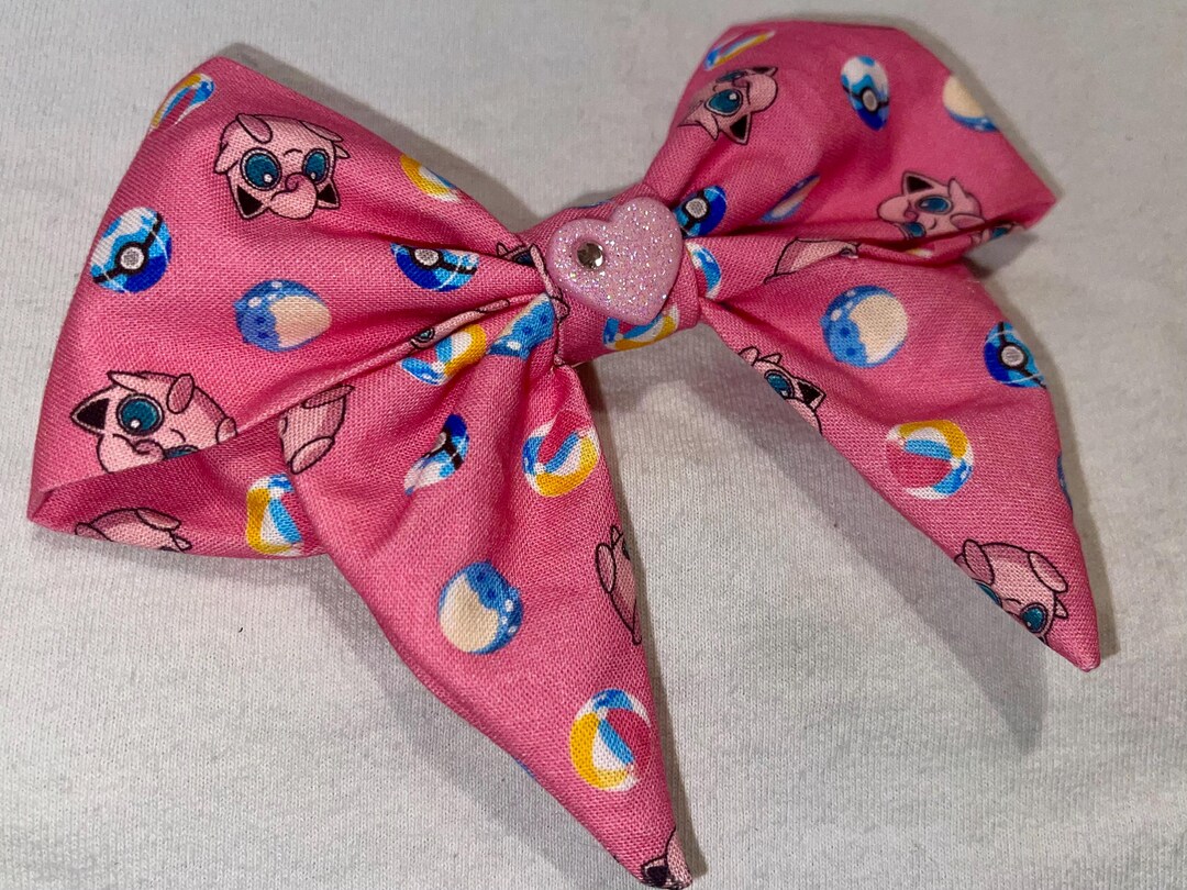 Catch Them All Hair Bow, Pink Jiggly Creature Bow, 2000s Cartoon Bow ...