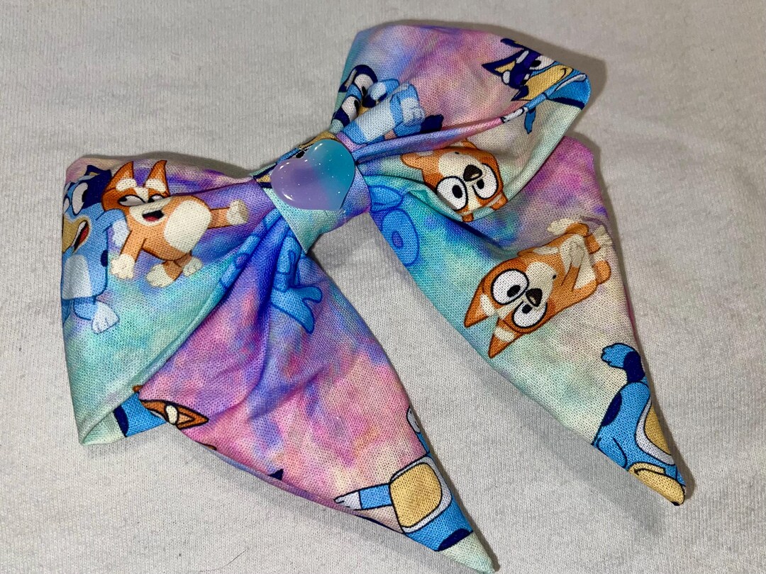 Blue Dog Hair Bow, Girls Hair Bow, Blue Bow, Toddler Hair Bow, Fabric ...