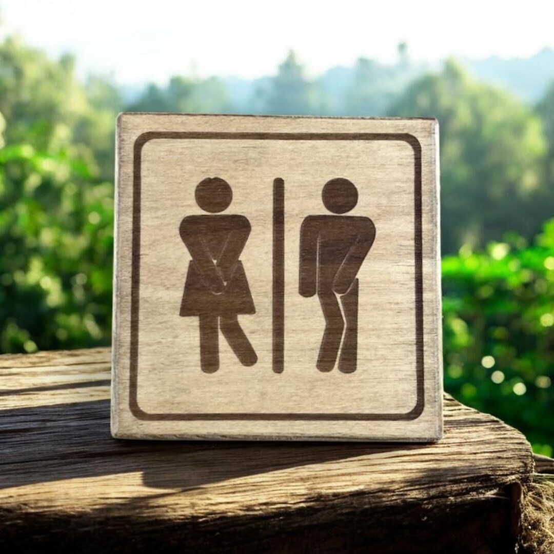 Rustic Restroom Sign, Bathroom Humor - Handcrafted Wooden Shelf Sign or ...