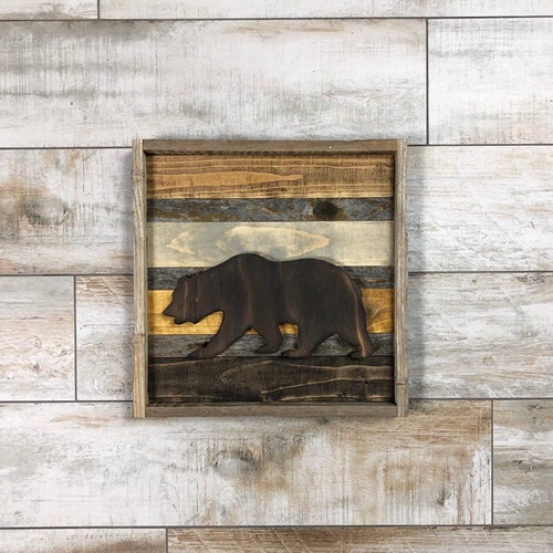 Wall Décor Home & Living Home Décor Wooden Bear Wall Decor Rustic Bear ...