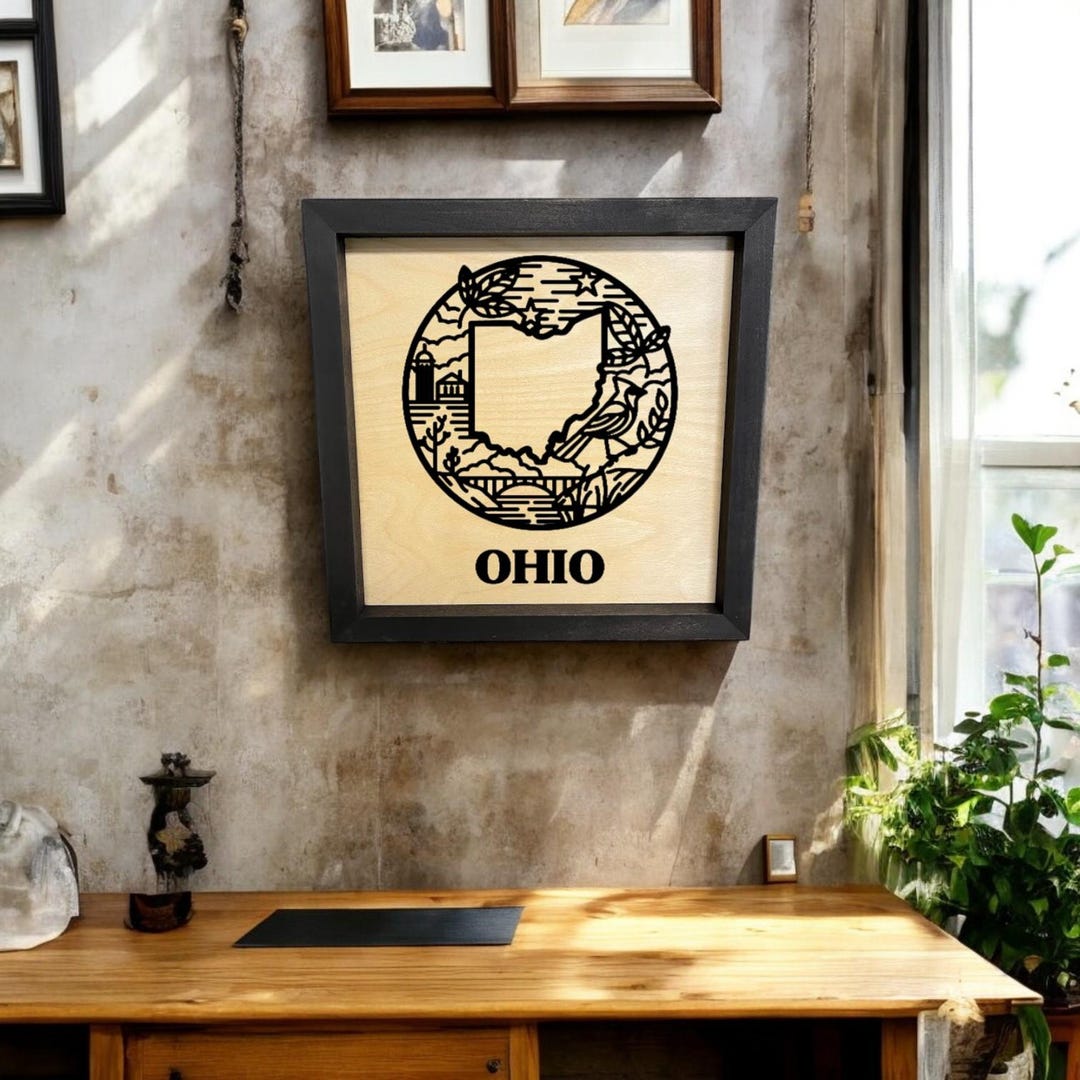 Ohio State Laser Cut Wood Art - Cardinal & Covered Bridge Scene ...