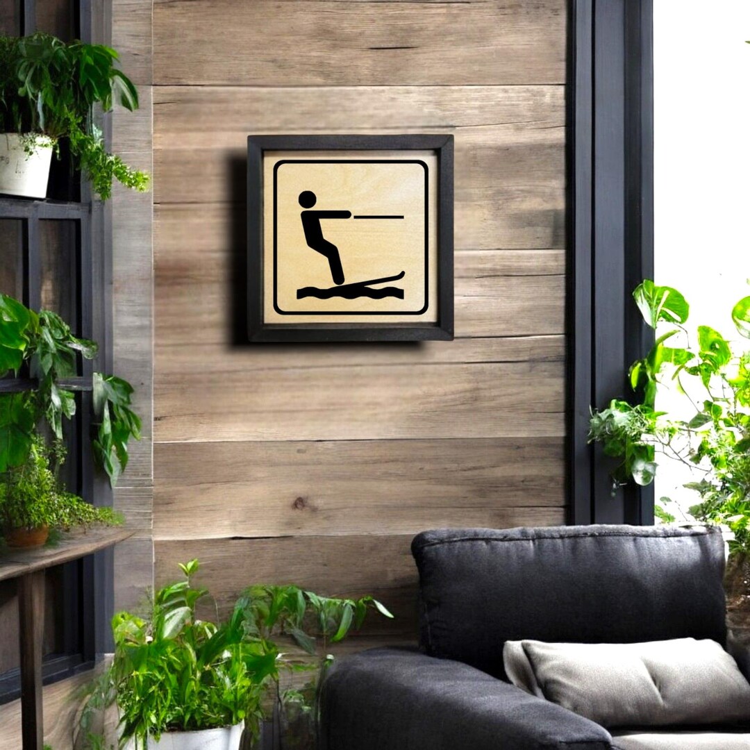 Water Skiing Wood Wall Sign, Rustic Wood Art for Water Sports & Lake ...