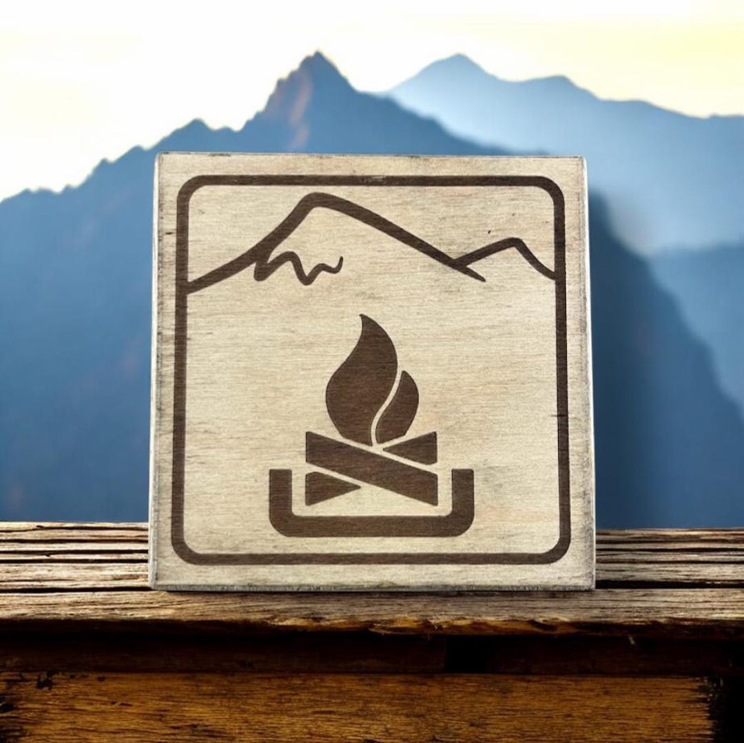 Rustic Campfire Sign, Cozy Campfire Decor - Handcrafted Wooden Shelf ...