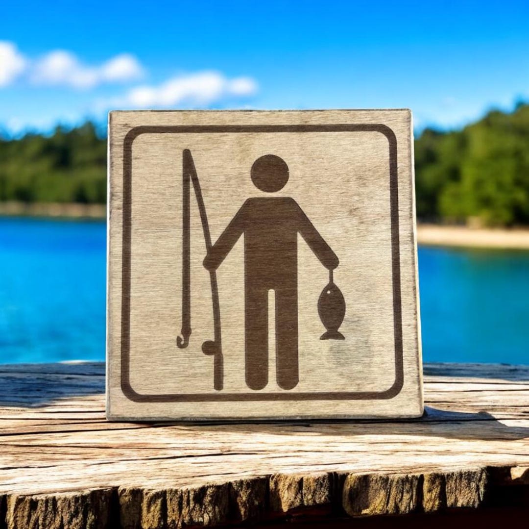 Rustic Fishing Sign, Gone Fishing Decor - Handcrafted Wooden Shelf Sign ...