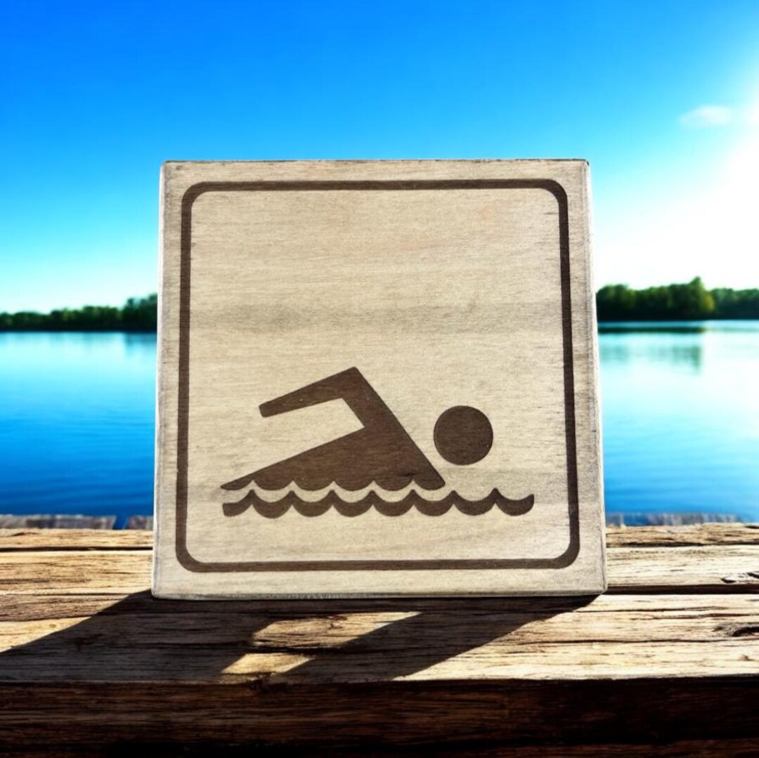 Rustic Swimming Sign, Swim Decor - Handcrafted Wooden Shelf Sign or ...