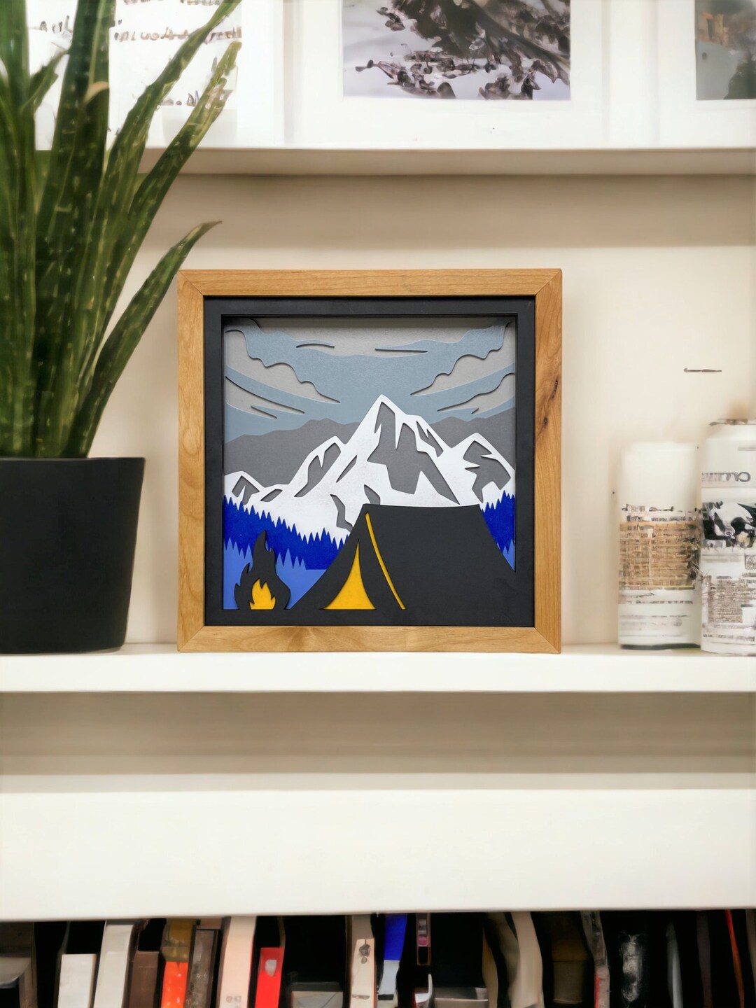 3D Layered Camping Mountain Scene. Laser Cut Art. Mountain Landscape ...