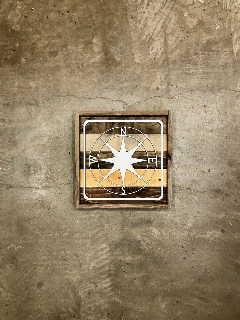 Rustic Compass Sign Parks And Recreational Sign Us Forest Etsy