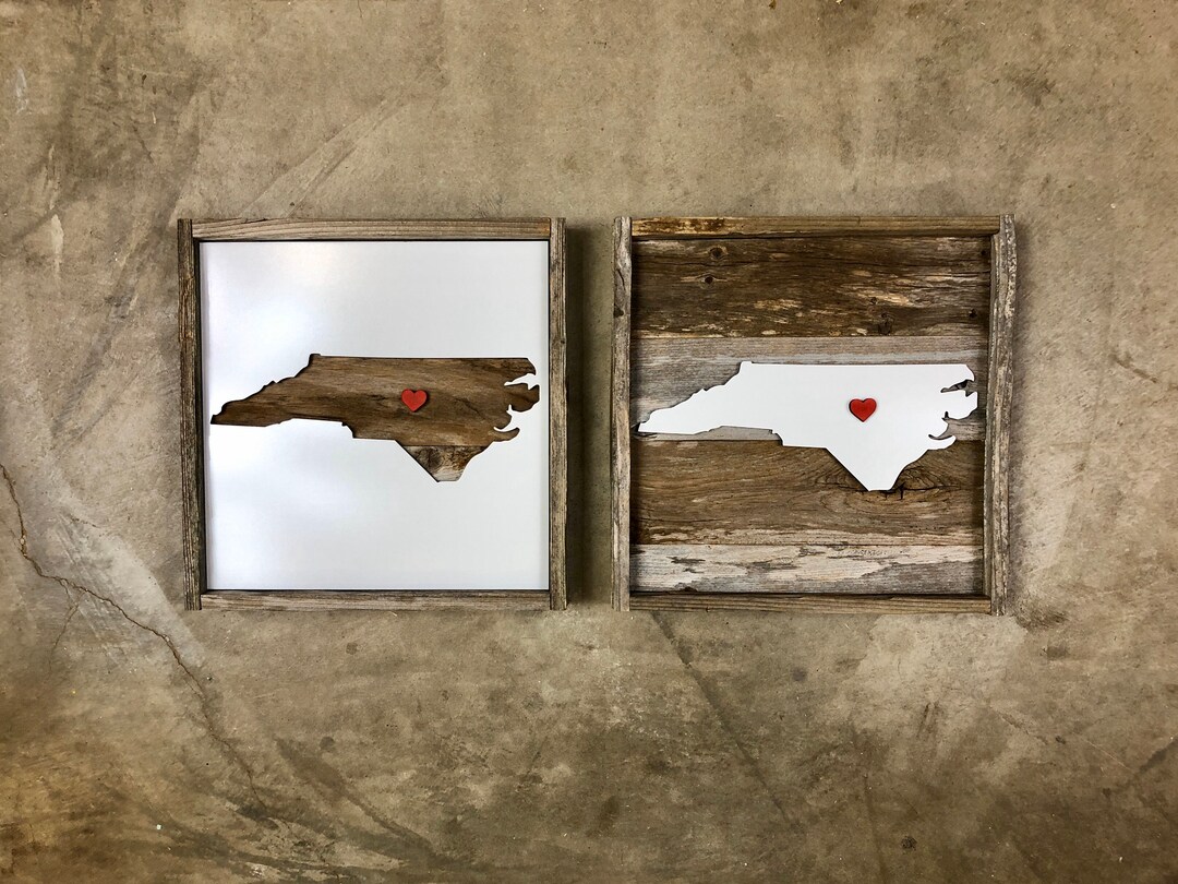 Rustic North Carolina State Shape. Reclaimed Wood Wall Art. Wall Decor ...