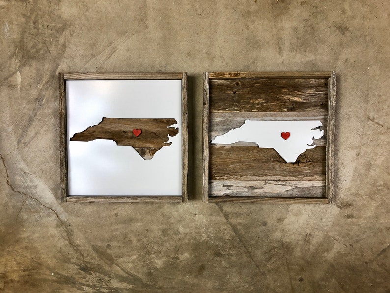 Rustic North Carolina State Shape. Reclaimed Wood Wall Art. | Etsy