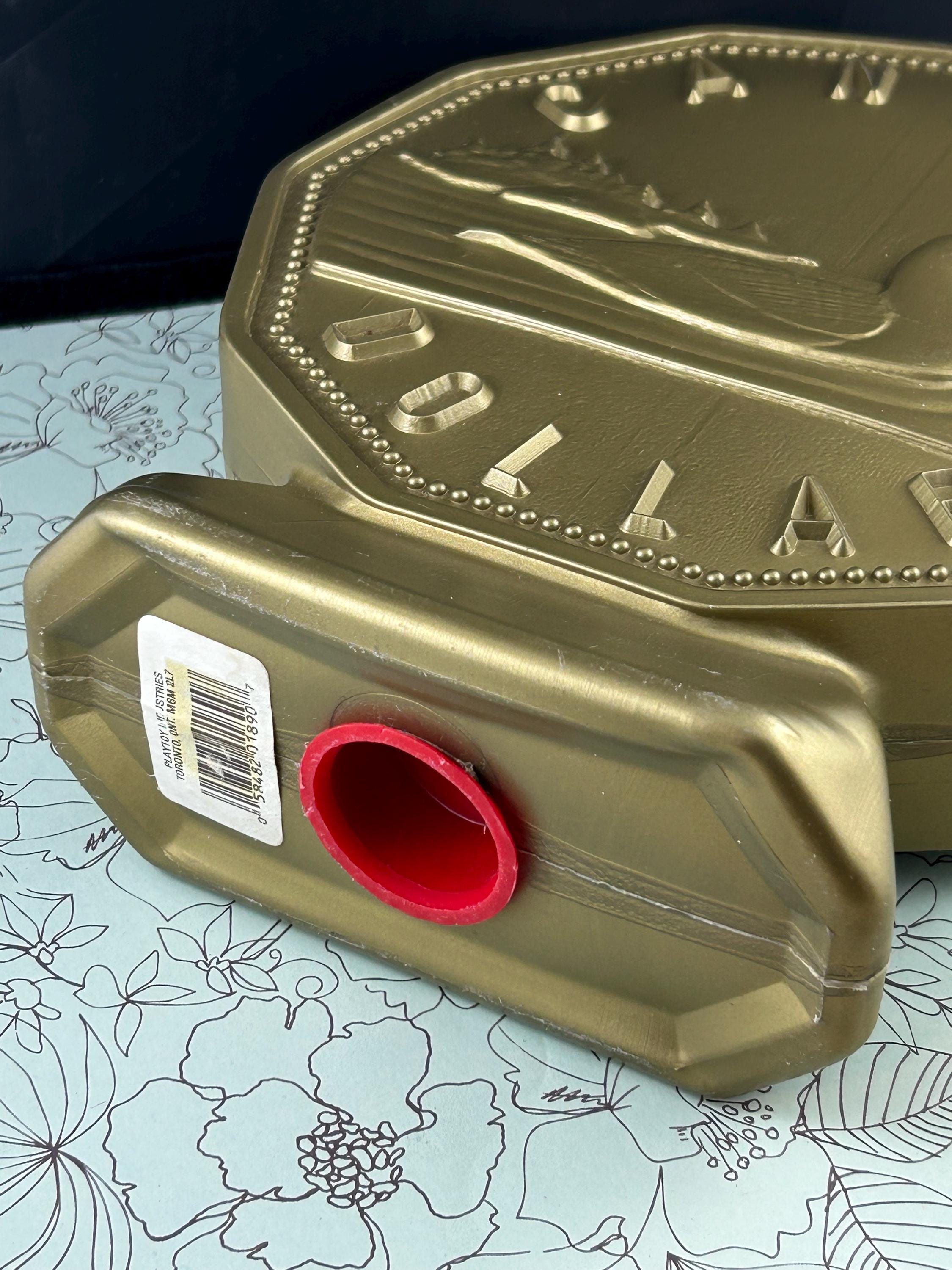 Vintage 1990’s Gold-coloured Plastic Canadian “loonie” Bank With ...