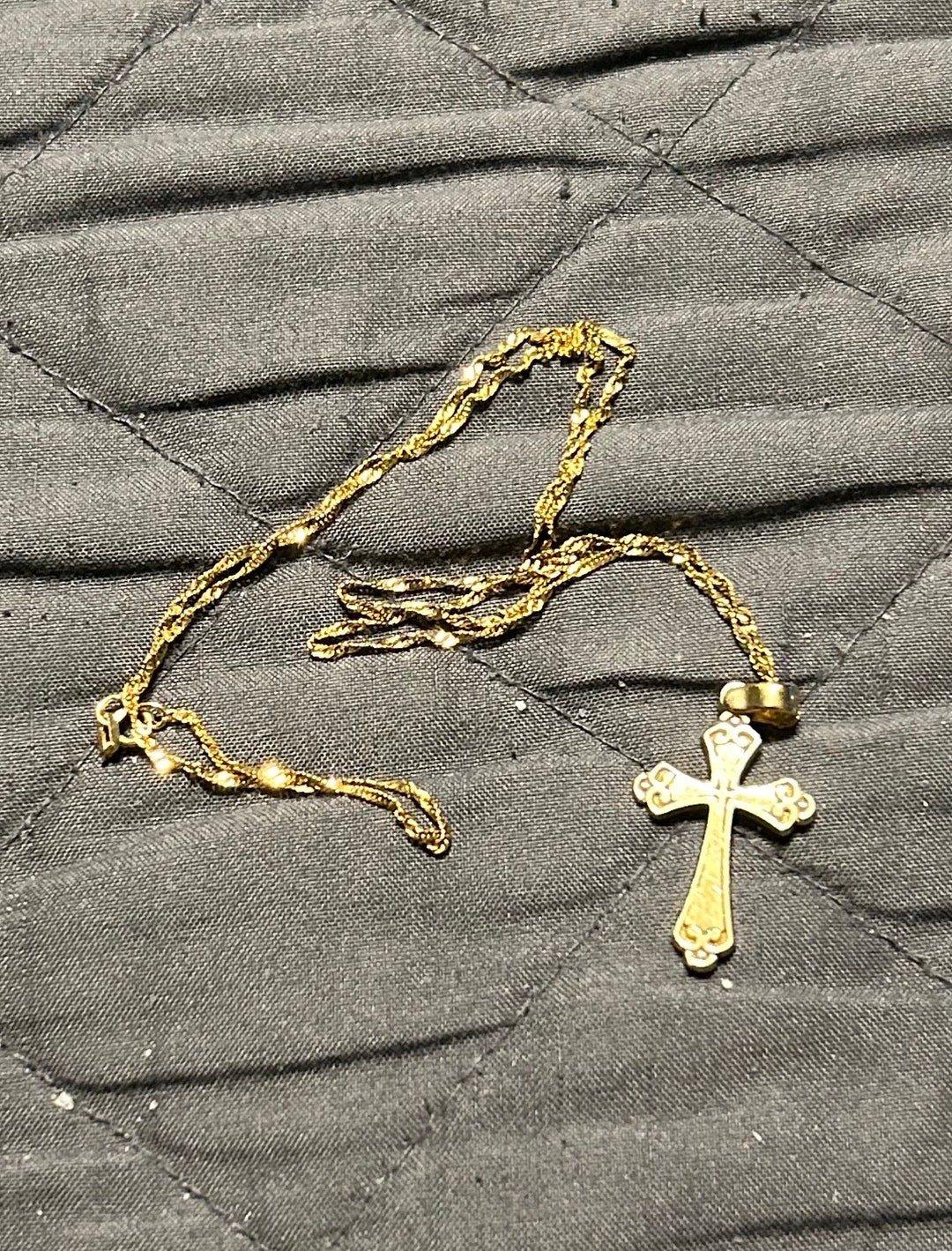 10K Yellow Gold Solid Necklace With 10K Yellow Gold Cross. 20 Chain 3.44g - Etsy