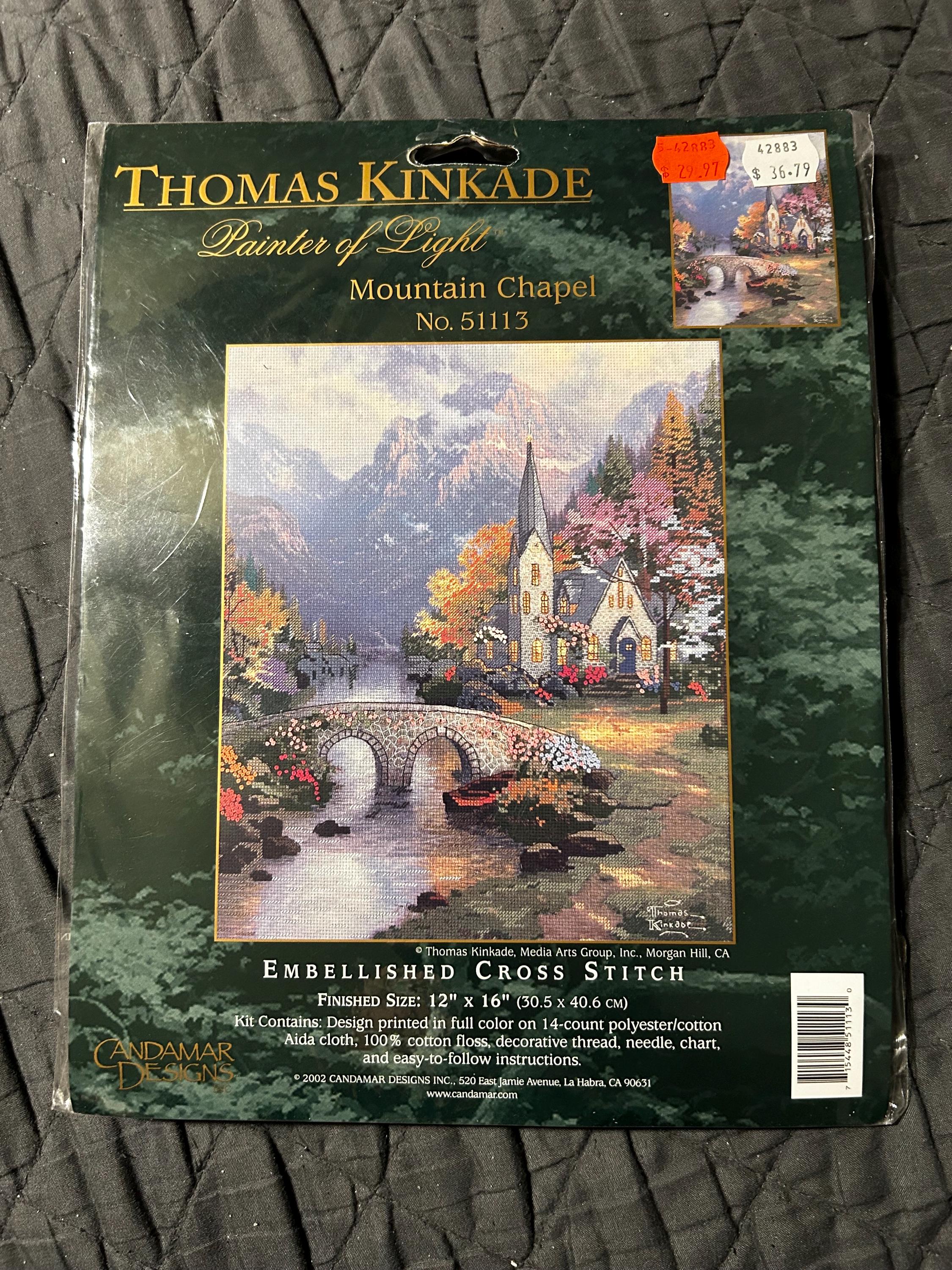 Thomas Kinkade Embellished Cross Stitch Mountain Chapel Candamar ...