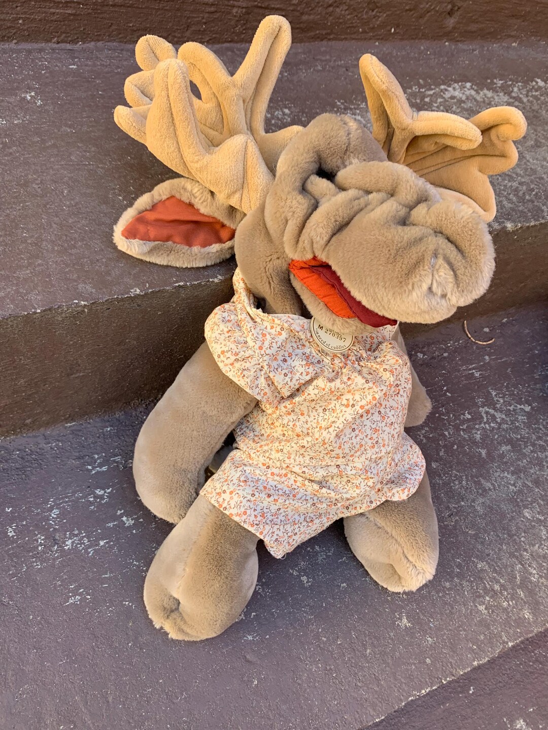 Vintage 1982 Ganzbros Grey Moose Wrinkles TM Moose Hand Puppet 18 ...