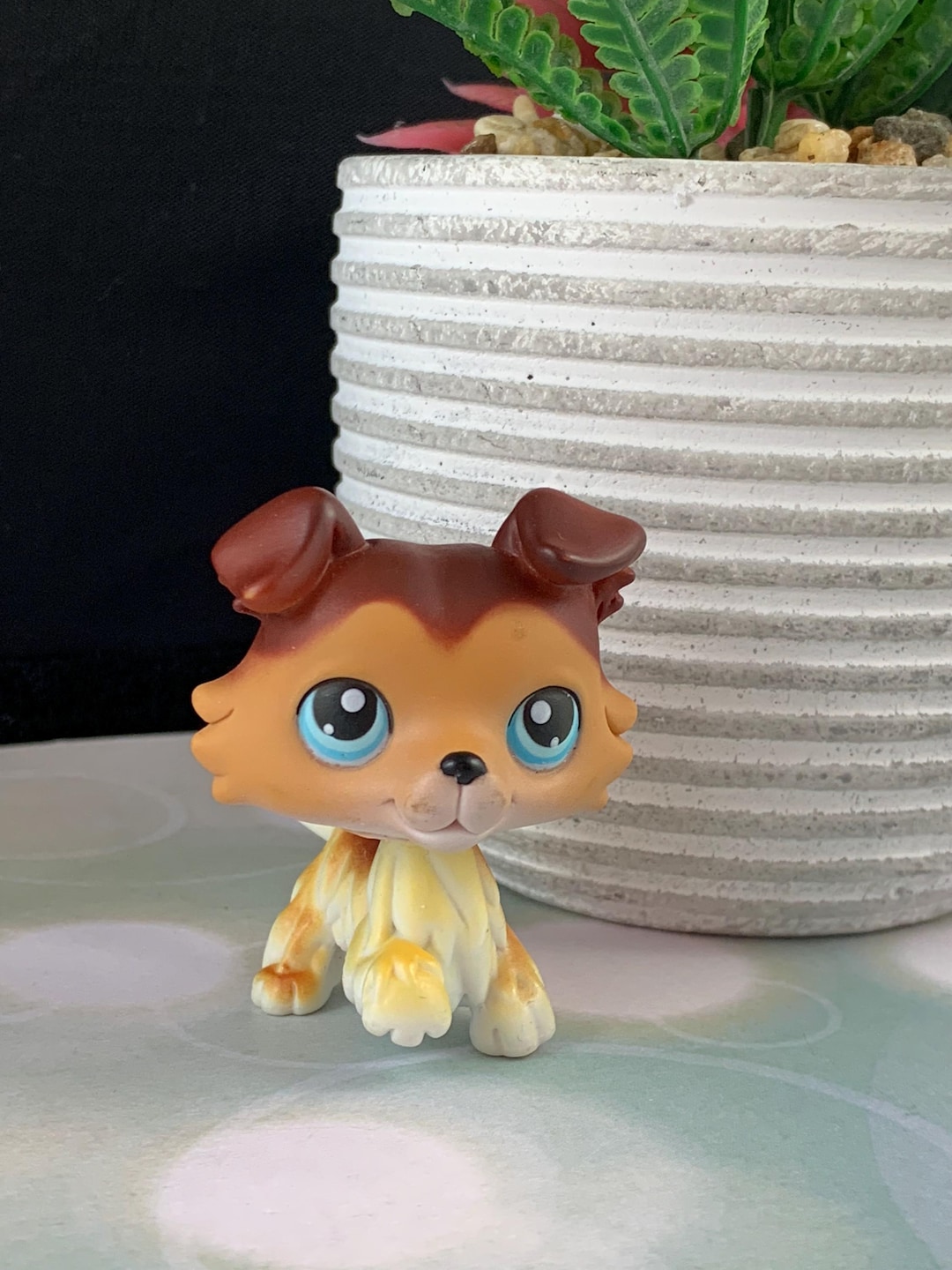 Littlest Pet Shop Blue Eyed Collie #58 Paw up - Rare Authentic Hasbro ...