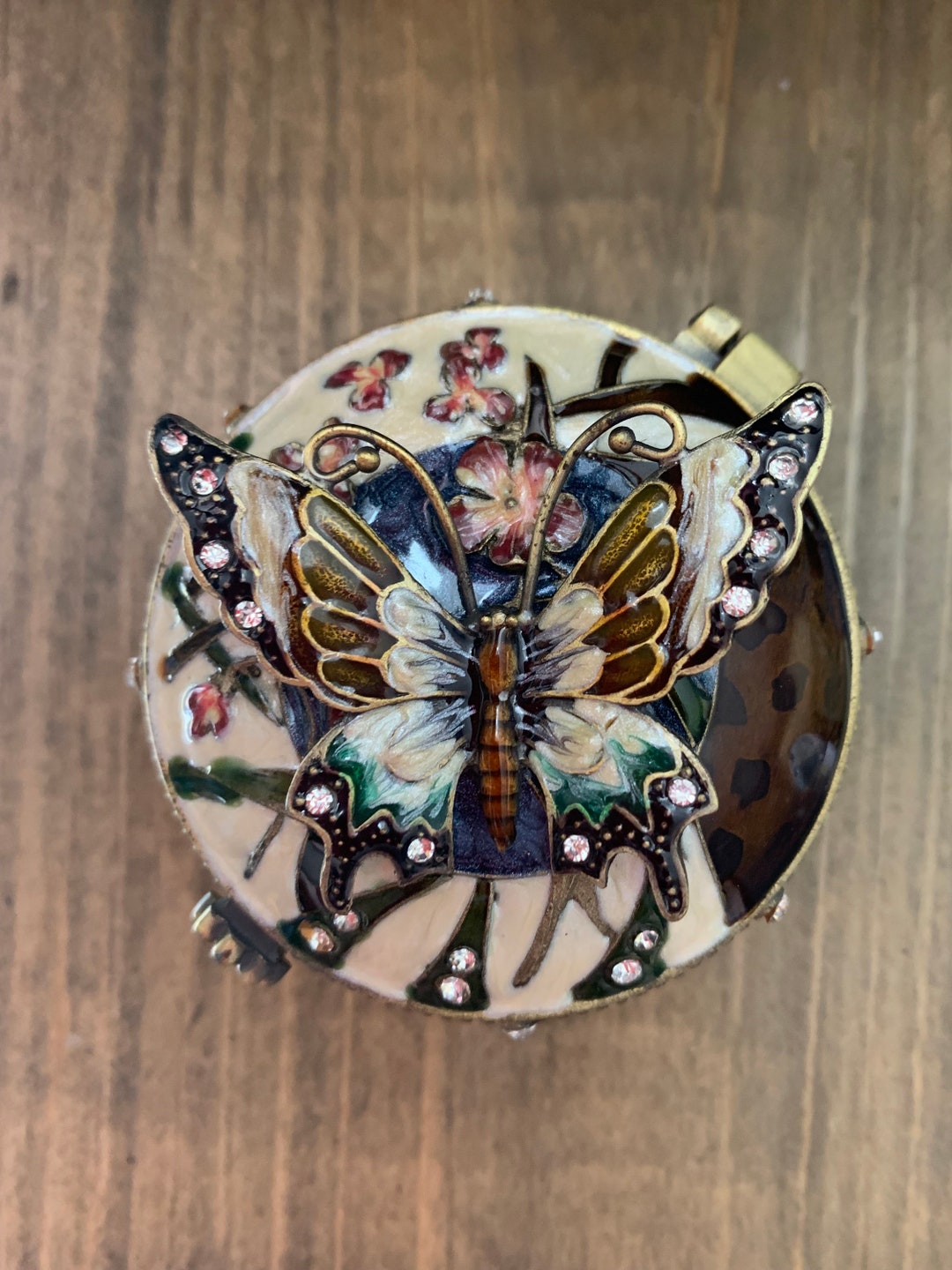 Stunning 3D Butterfly Enamel and Jewelled Trinket Pill Box - Etsy