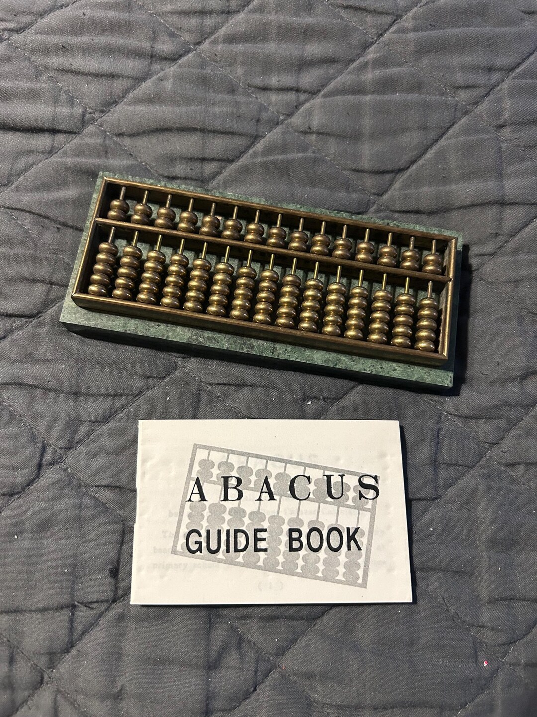 Vintage Miniature Desktop Brass Chinese Abacus Calculator Set 105 Beads ...