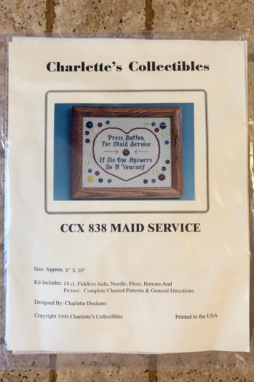 Vintage 1998 Charlette's Collectibles Cross Stitch CCX 838 Maid Service - Etsy