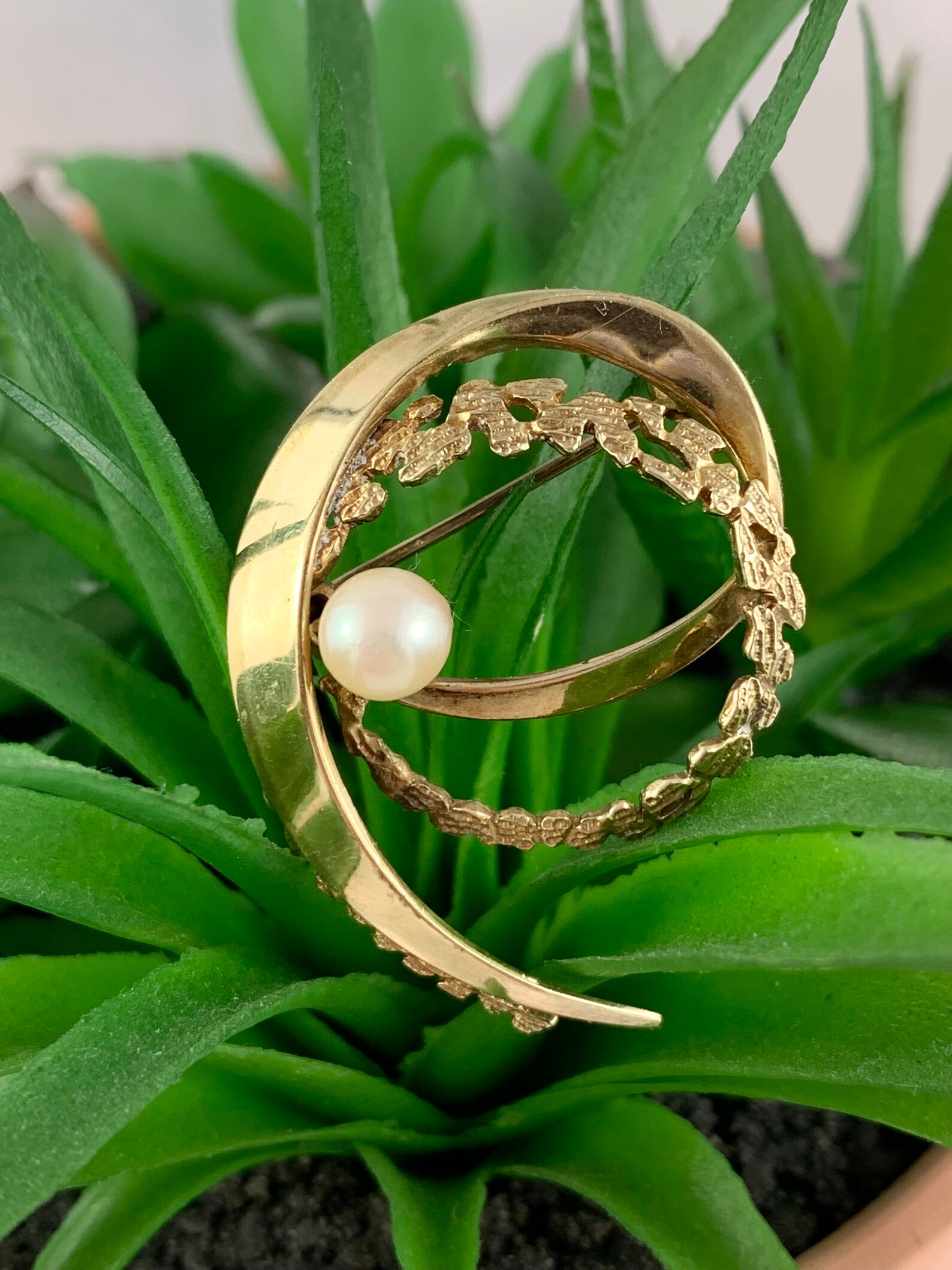 Vintage 8k Yellow Gold Marked 333 Brooch Pin With Pearl Signed G*K Gerb ...