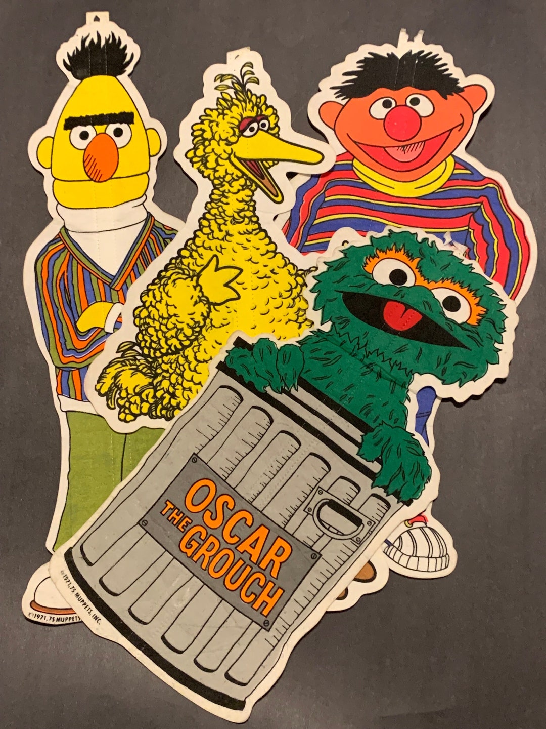 Sesame Street Muppets Felt Pennants Bert, Ernie, Big Bird and Oscar the ...