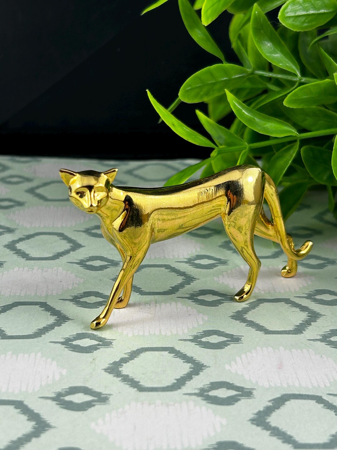 The Franklin Mint Curio Cabinet Cats – 1986 Art Deco Brass Cat Figurine ...