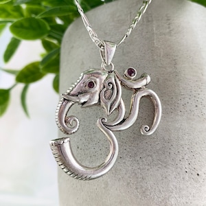 Sterling Silver Om Ganesha Pendant and Necklace - Etsy