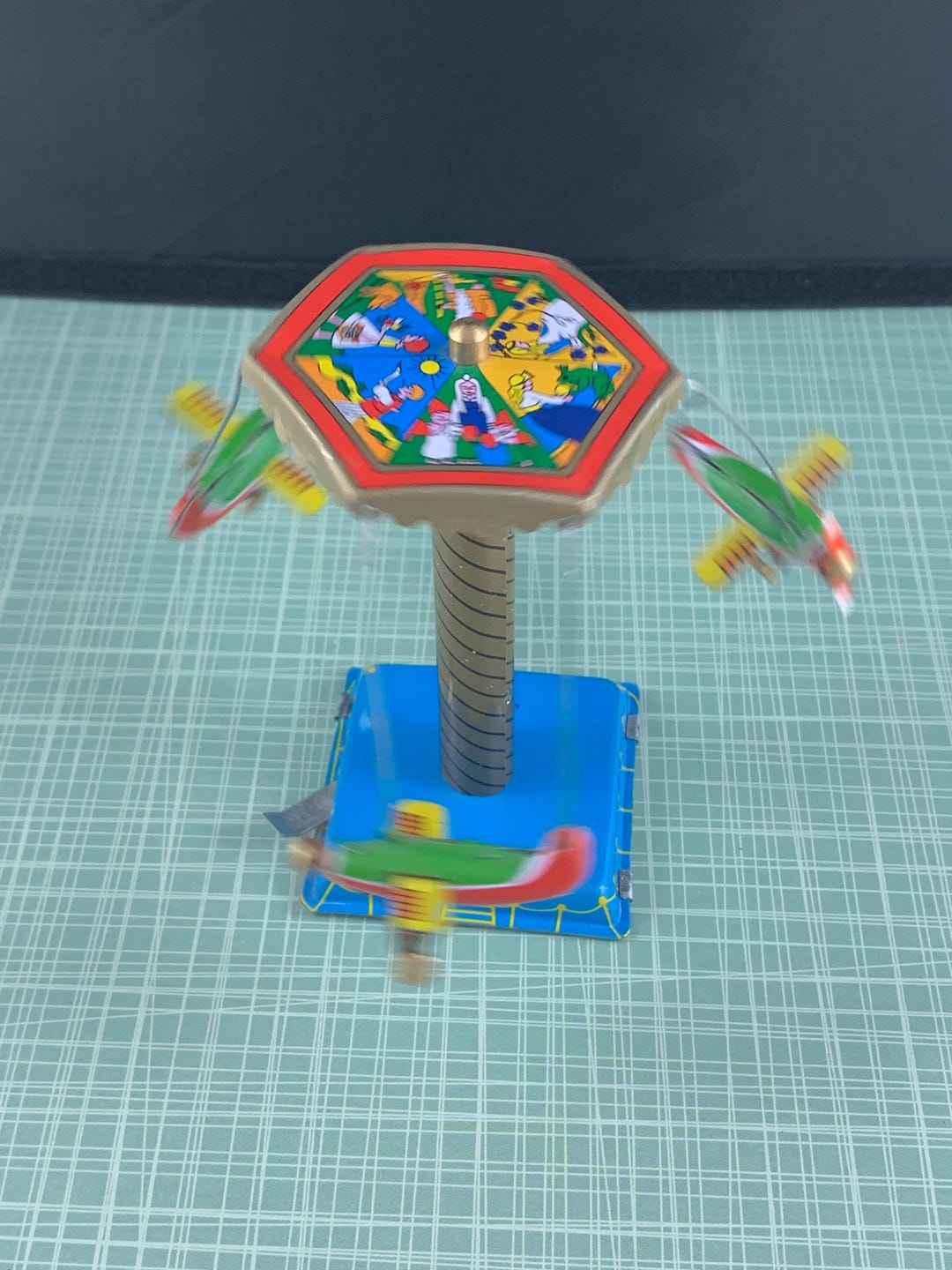 Colourful Miniature Tin Plane Carousel Merry Go Round - Working Fun ...