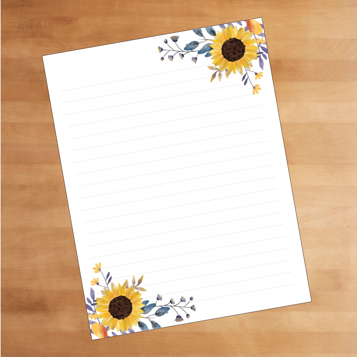 Sunflower Bloom Stationery Set 25 8.5 x 11 | Etsy