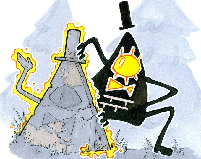 Bill Cipher Statue - Inktober Cryptid - Postcard Print - Etsy
