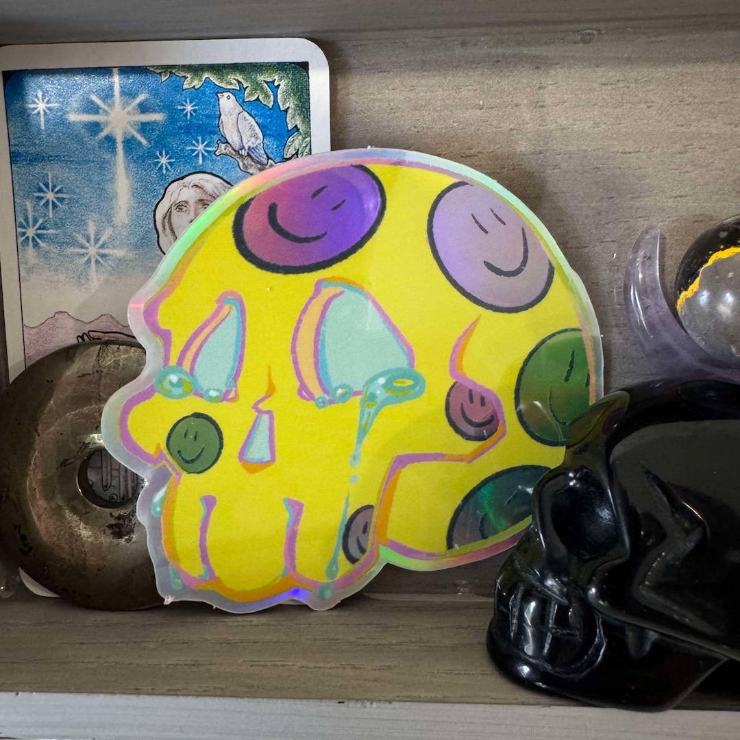 Happy Tears - Smiley Skull Rainbow Holographic Art Sticker (2022) - Etsy
