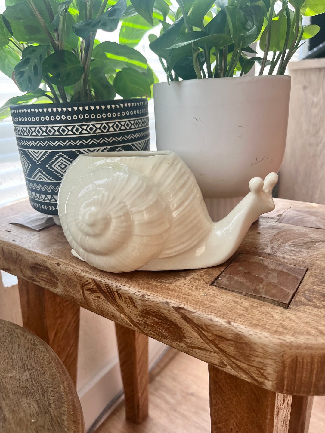 Ceramic Snail Planter Pot, Off-white Succulent Planter, Minimalist Home ...
