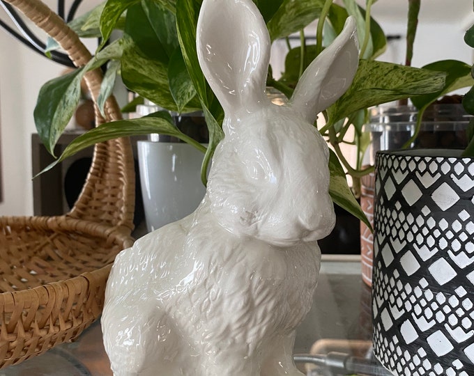 White Rabbit Ceramic Planter, Bunny Flower Pot Home Decor, Easter Ideas ...