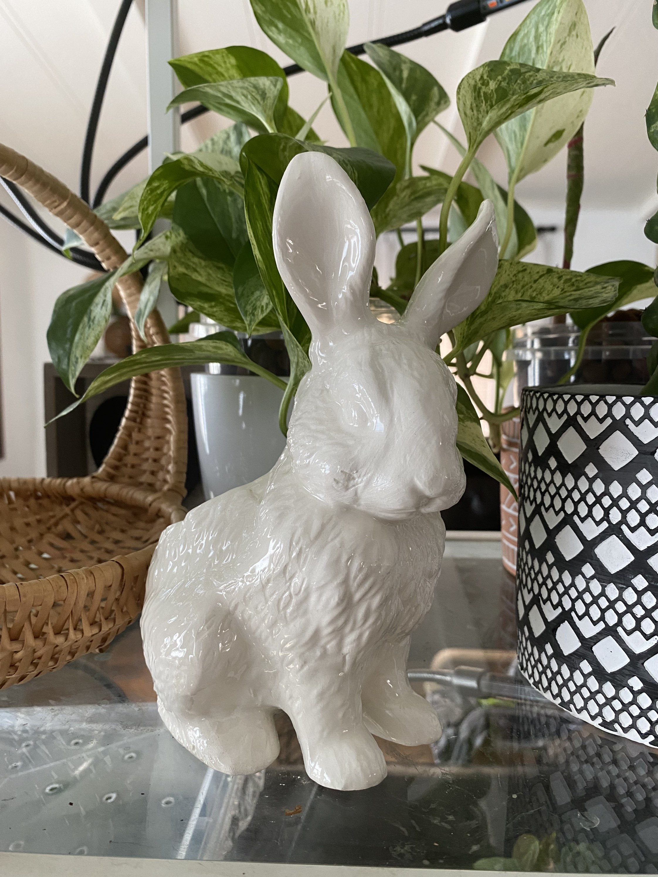 Ceramic Bunny Planter Pot/ White Rabbit Planter Pot/ Succulent | Etsy