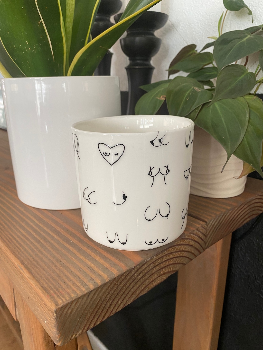Cylinder 4 White Ceramic Female Body Positivity Planter Vase or Pot ...
