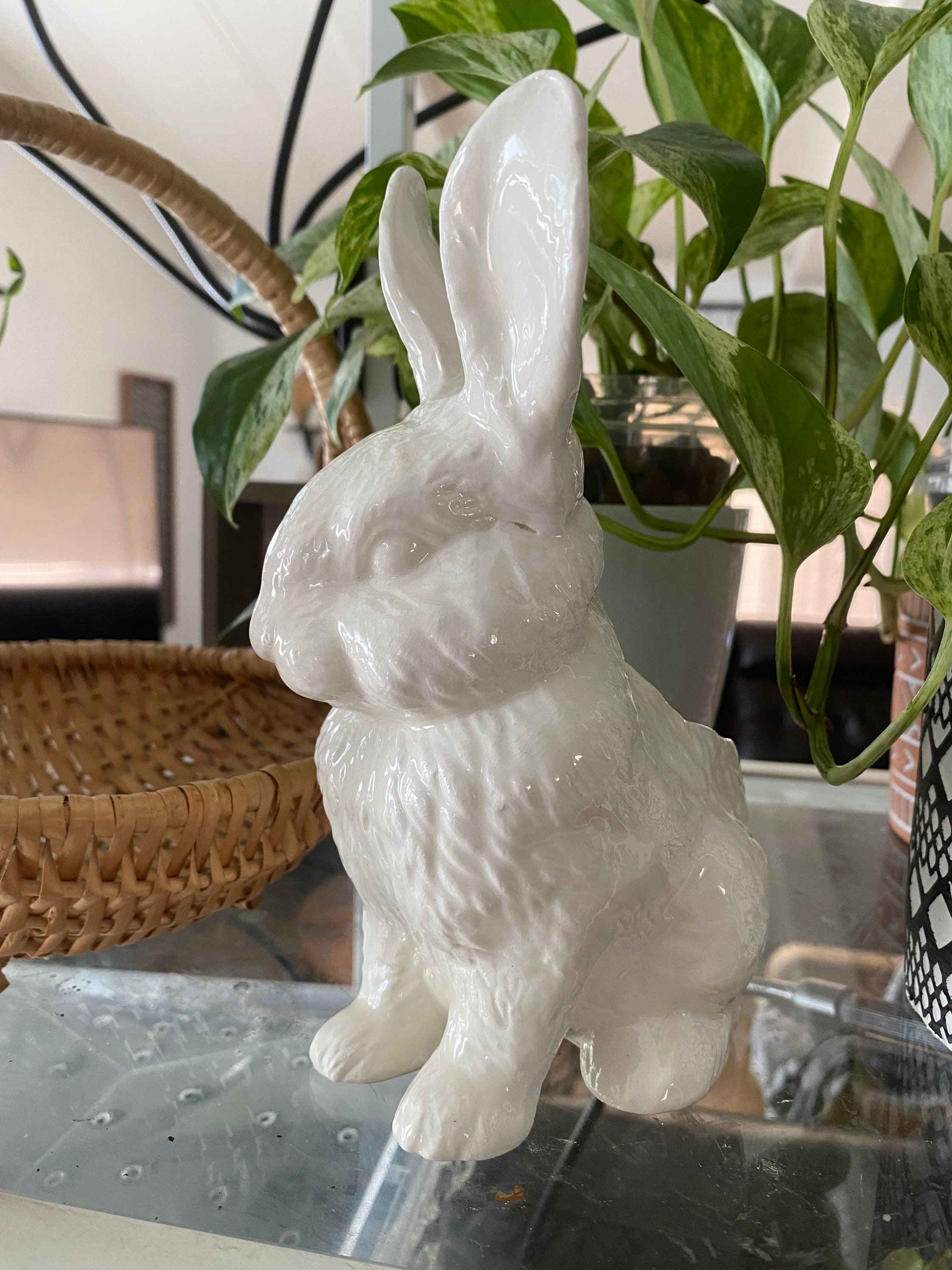 Ceramic Bunny Planter Pot/ White Rabbit Planter Pot/ Succulent | Etsy
