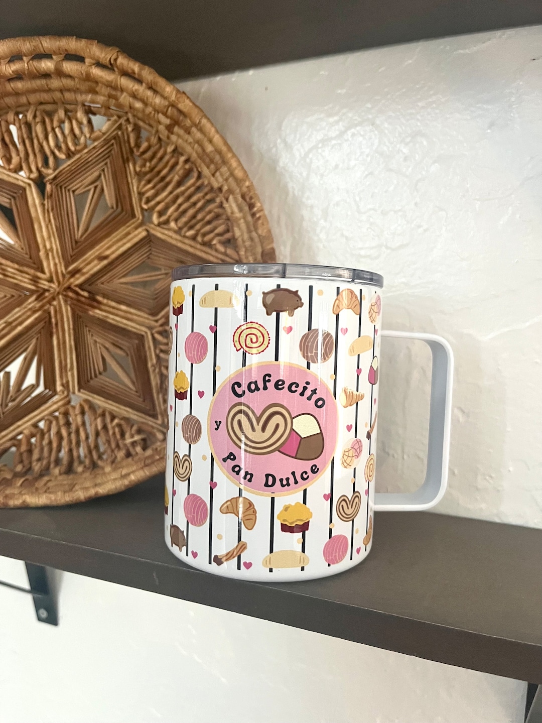 Cafecito Y Pan Dulce” Coffee and Tea Travel Mug, Mexican Bread Concha ...