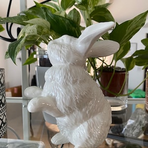 Ceramic Standing Eatser Bunny Planter Pot/ off White Rabbit Planter Pot ...