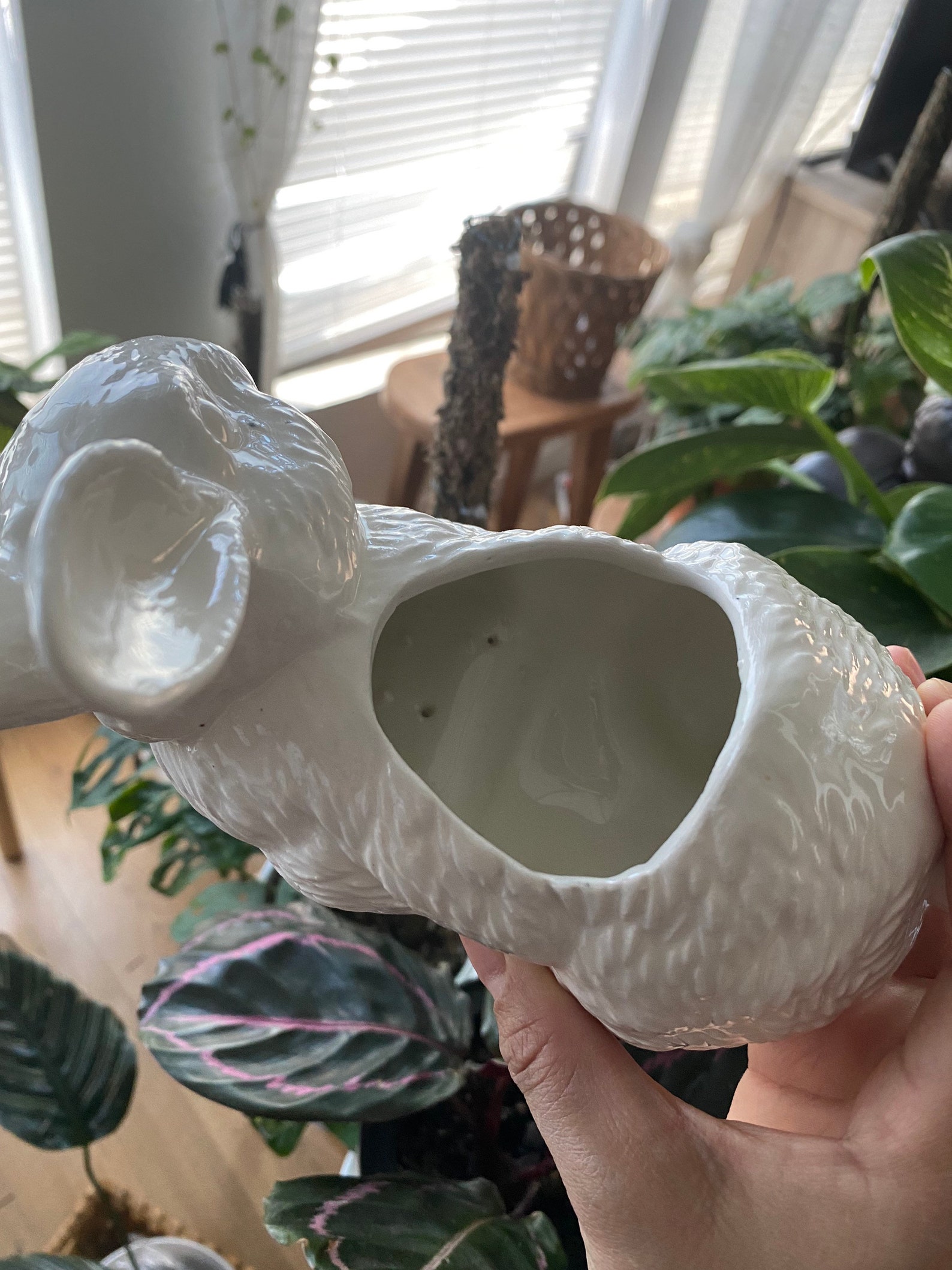 Ceramic Standing Eatser Bunny Planter Pot/ White Rabbit | Etsy