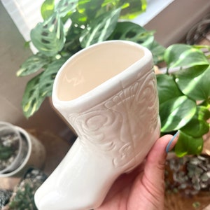 Cute Ceramic Cowboy Boot Planter Pot /succulent Planter/ off White ...