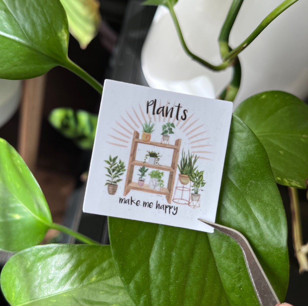 Plants Make Me Happy Vinyl Sticker, Waterproof Plant Decal - Etsy