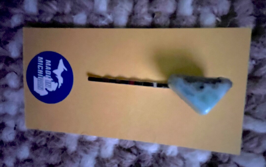 Polished Larimar Hair Bobbie Pin. Stone is Aprox. 3/4 and Deeply ...