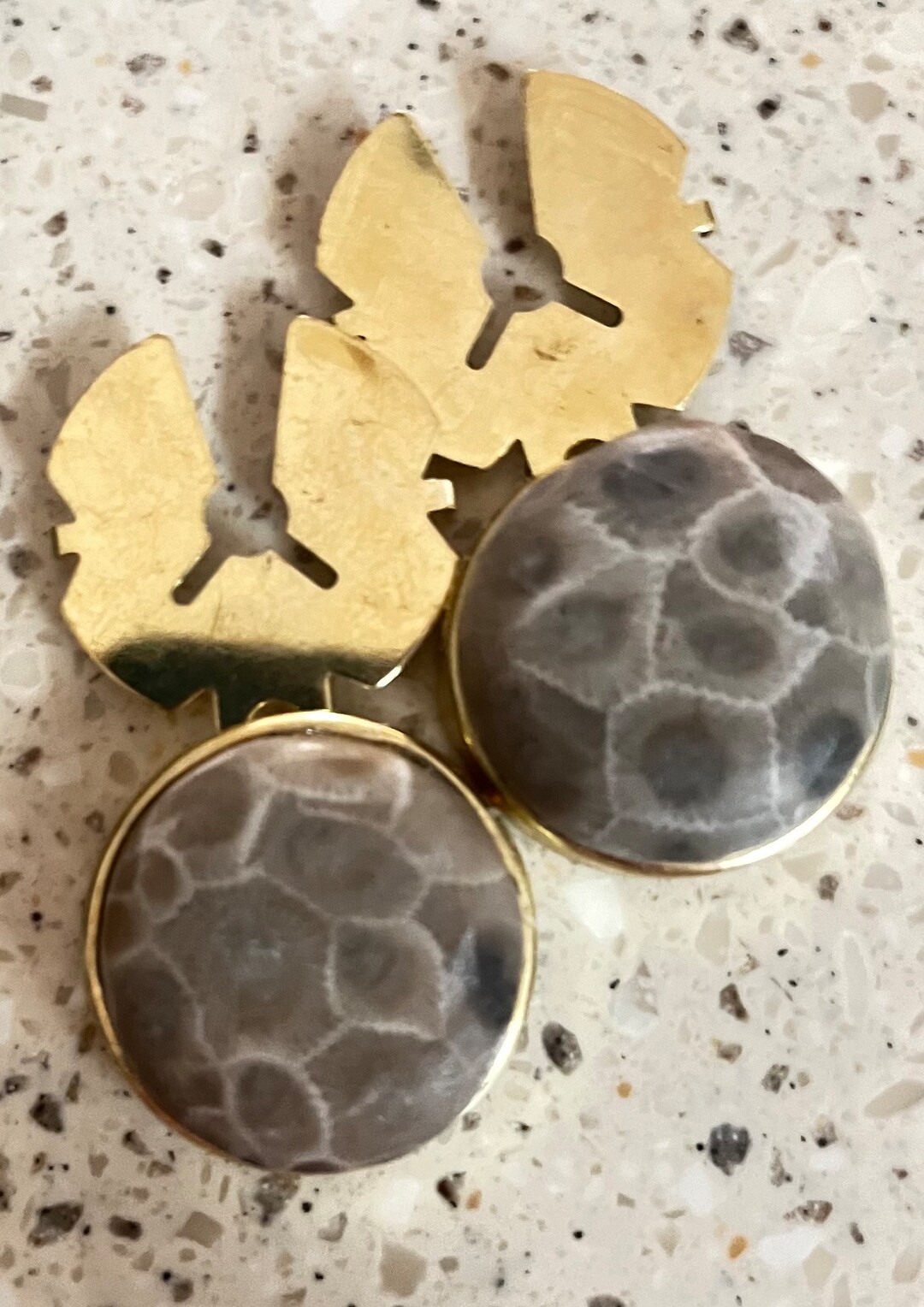 Petoskey Stone Gold Button Covers - Etsy