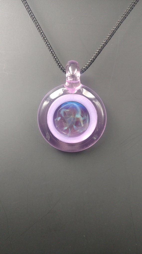 Pink Fumed Glass Pendant | Etsy