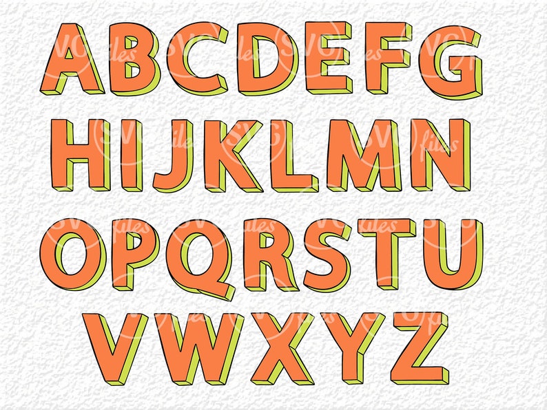 Shadow letters SVG Handwritten letters svg 3D letters svg | Etsy