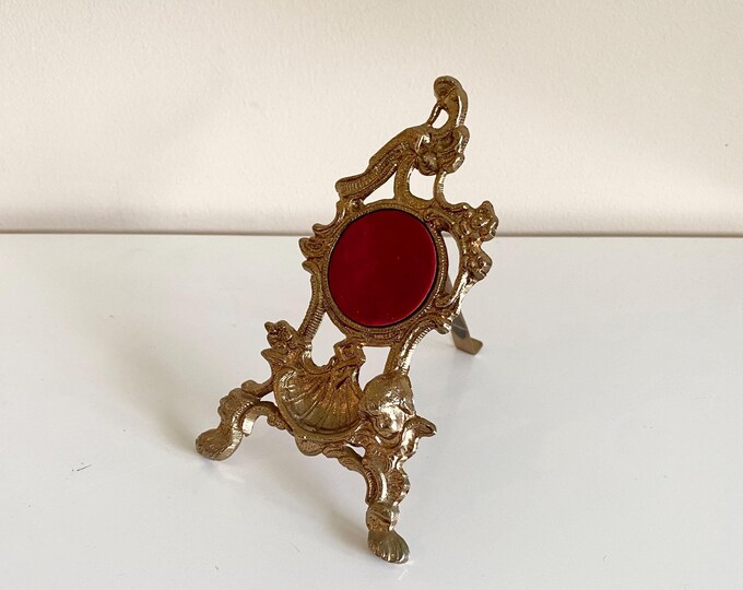 Vintage Brass Cherub Angel Pocket Watch Holder, Gold Hollywood Regency ...