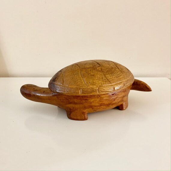 Vintage Hand Carved Wooden Turtle Jewelry Box With a Lid - Etsy