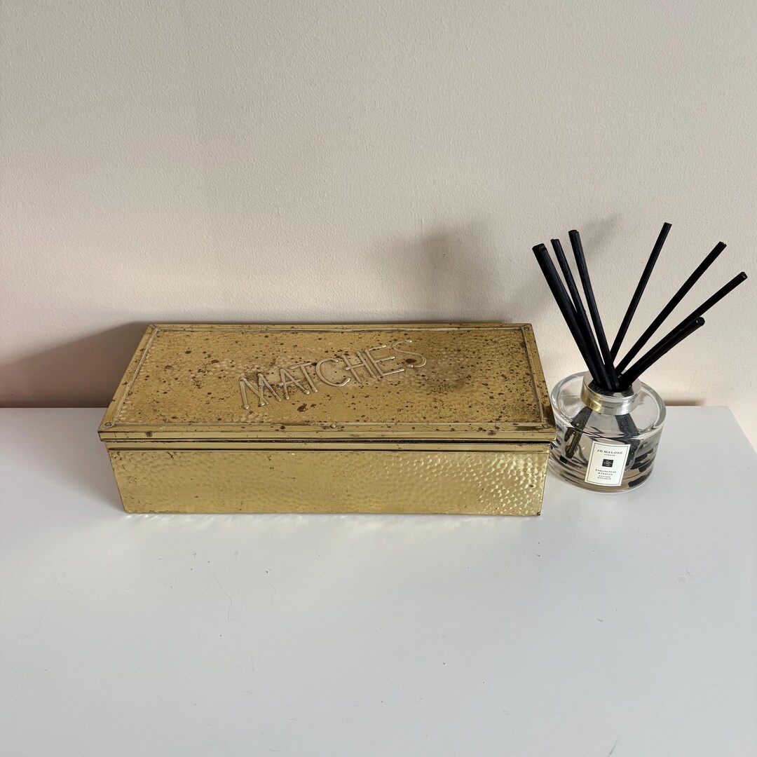Vintage Brass Matches Box, Rectangular Brass Wooden Matchstick Box for ...