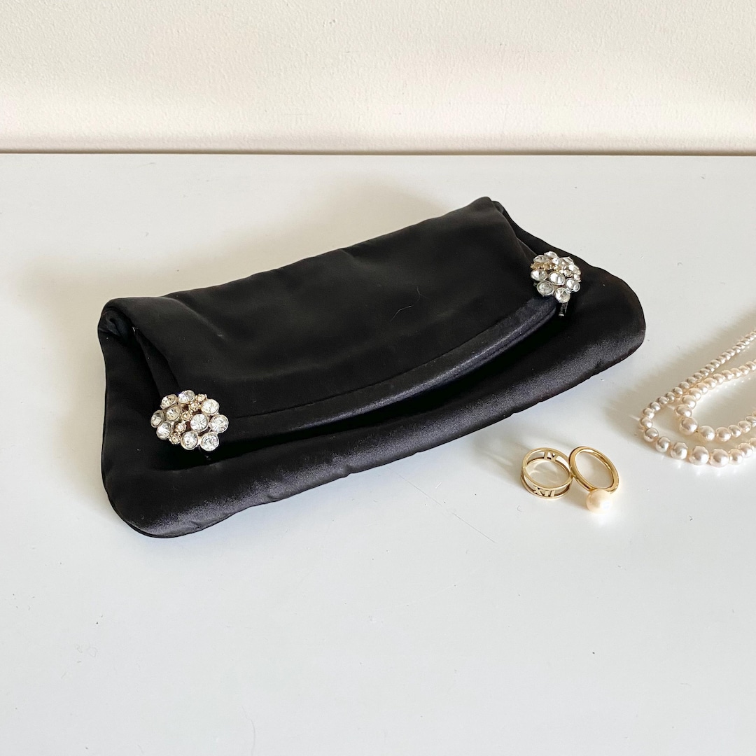 Vintage Ingber Black Folded Evening Clutch Purse 1940s, Wedding, Party ...