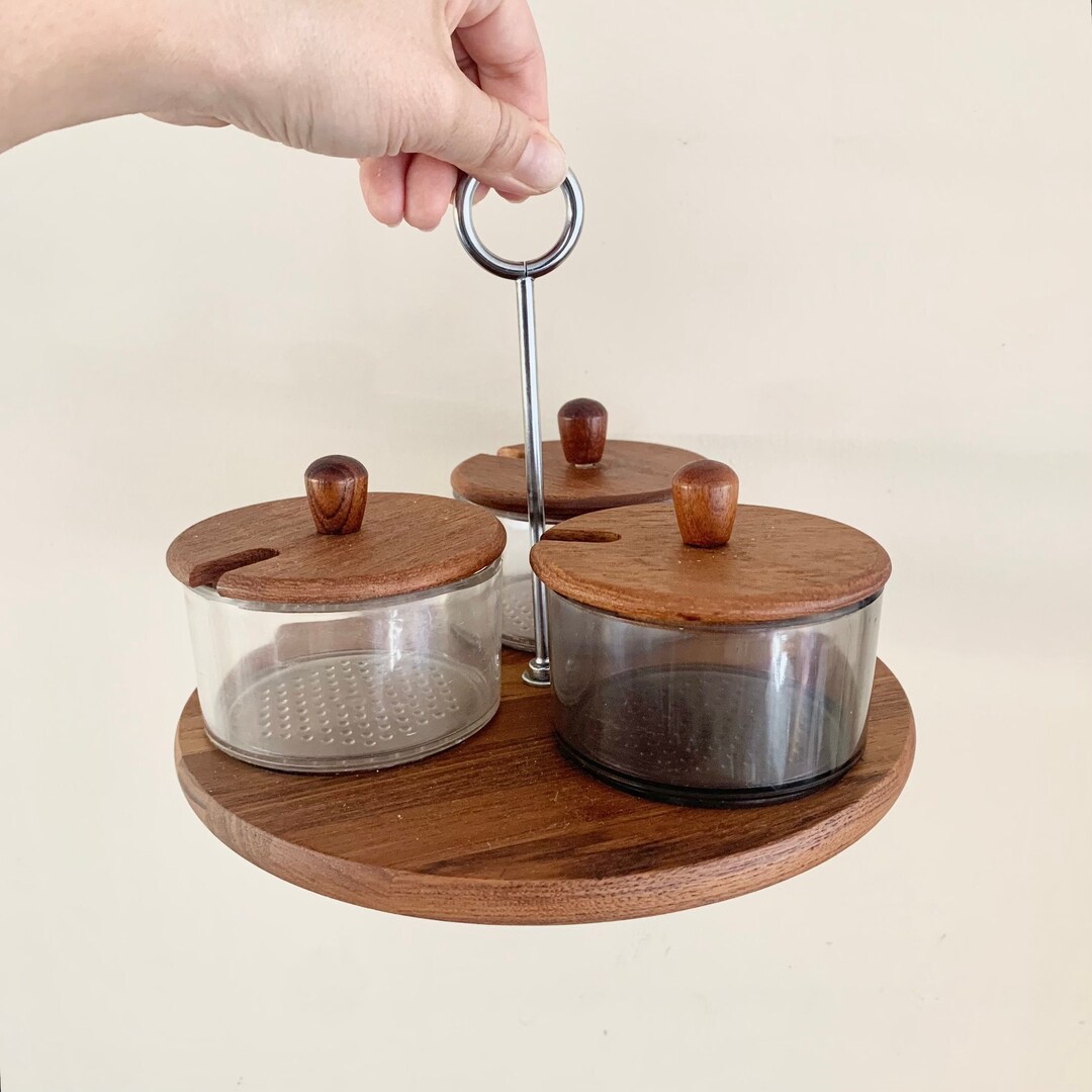 Set of 4 Vintage Danish Condiment Caddy, Relish Tray, Jam Dish ...